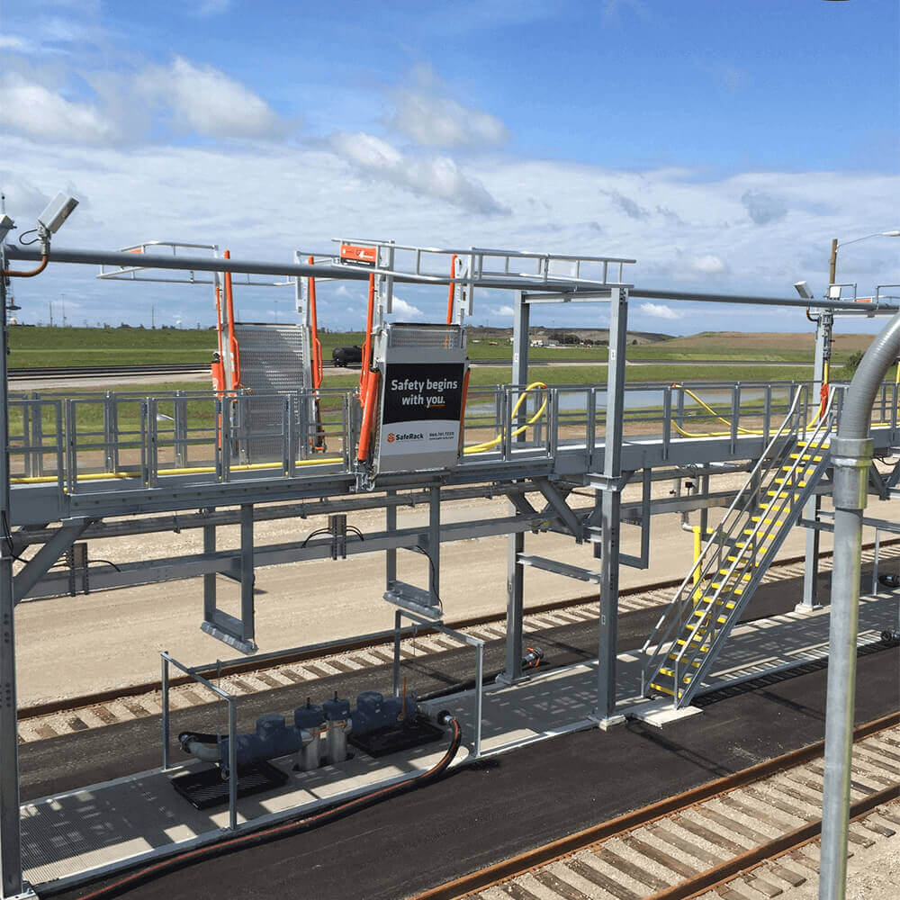 Railcar Unloading Platform With Pipe Support - SafeRack
